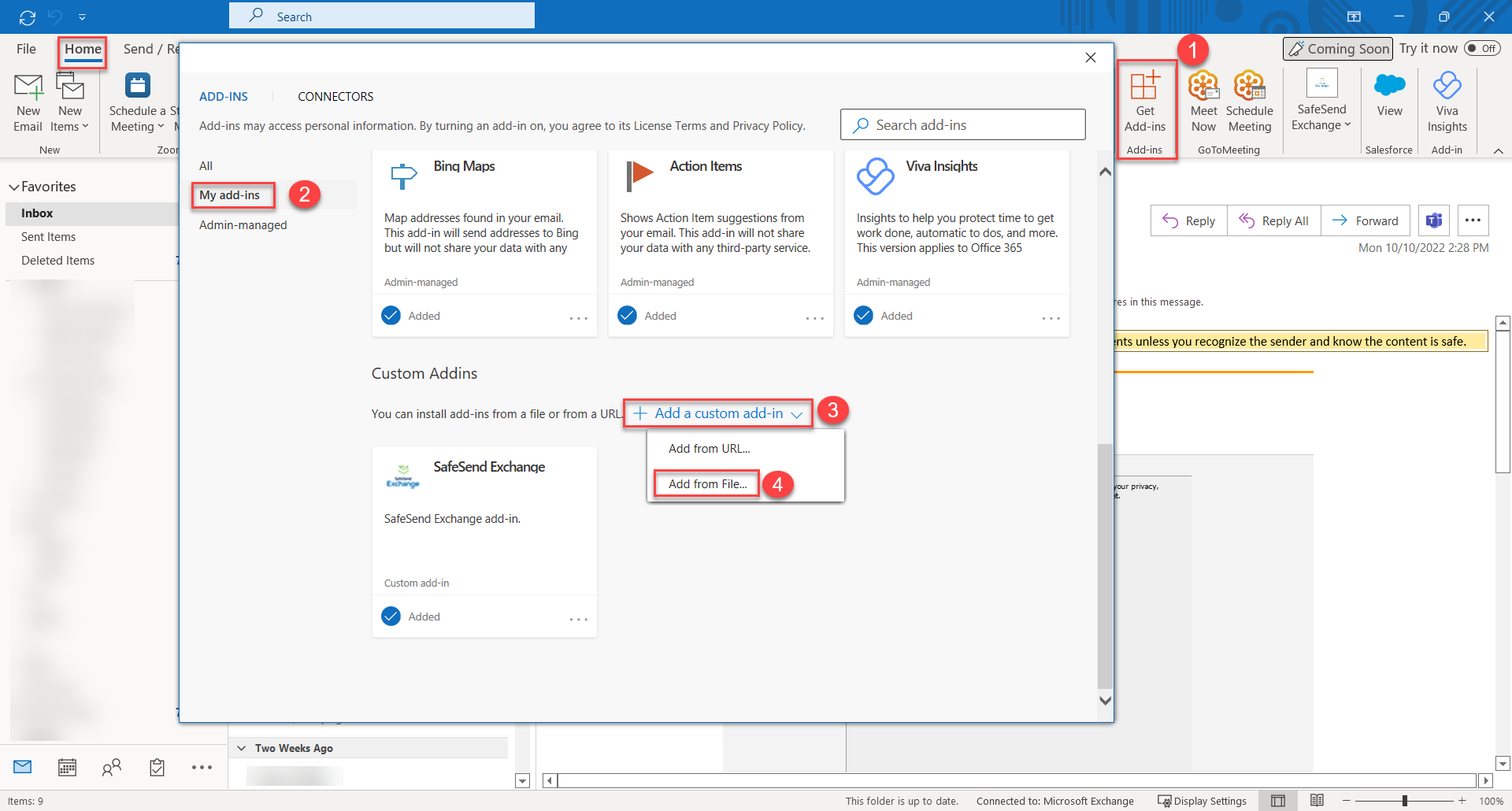 Download And Install The Outlook® Add In Safesend