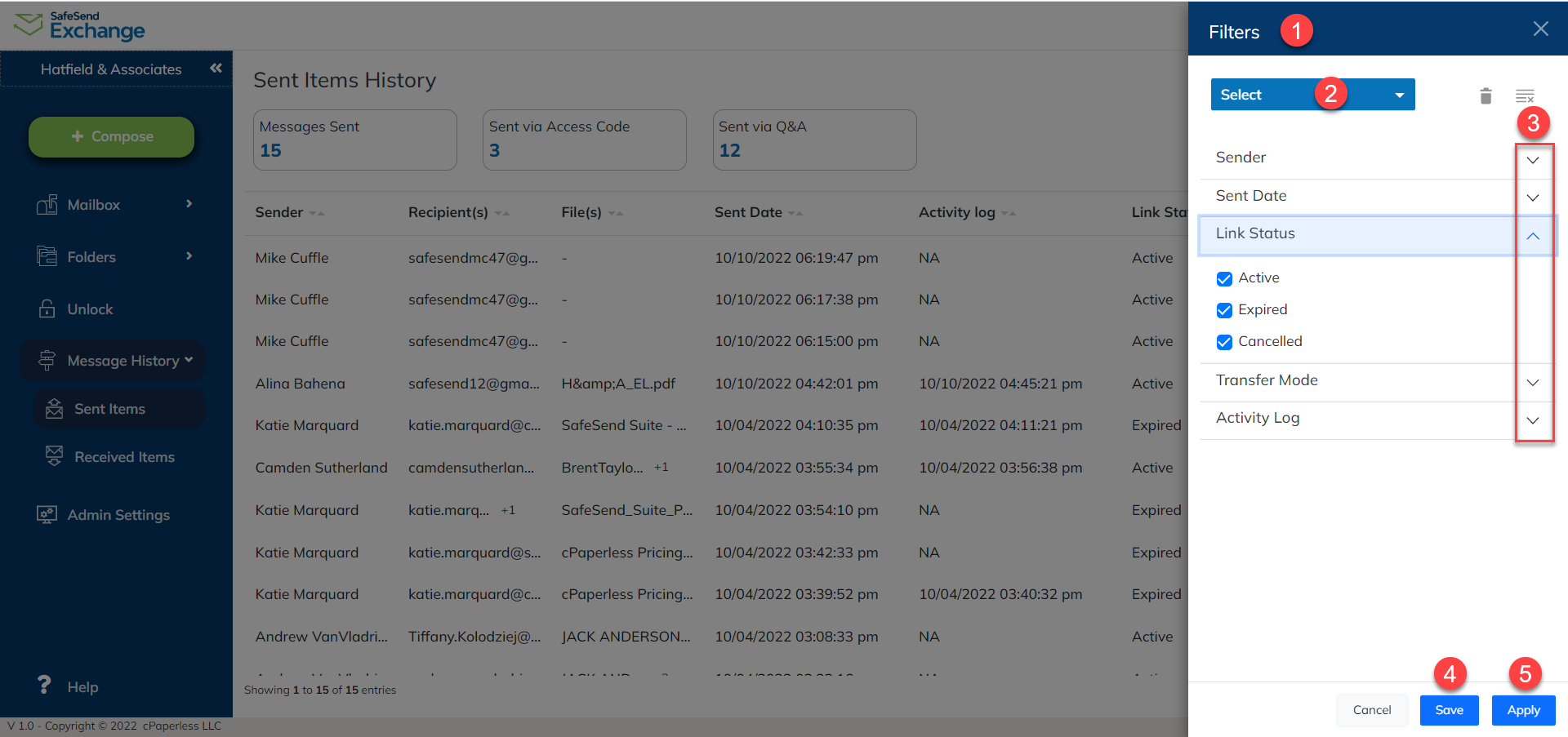 Message History Reports – SafeSend