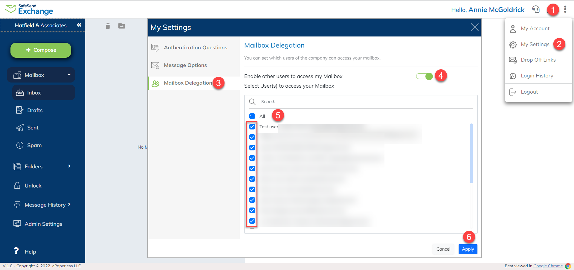 View Other Inboxes – SafeSend