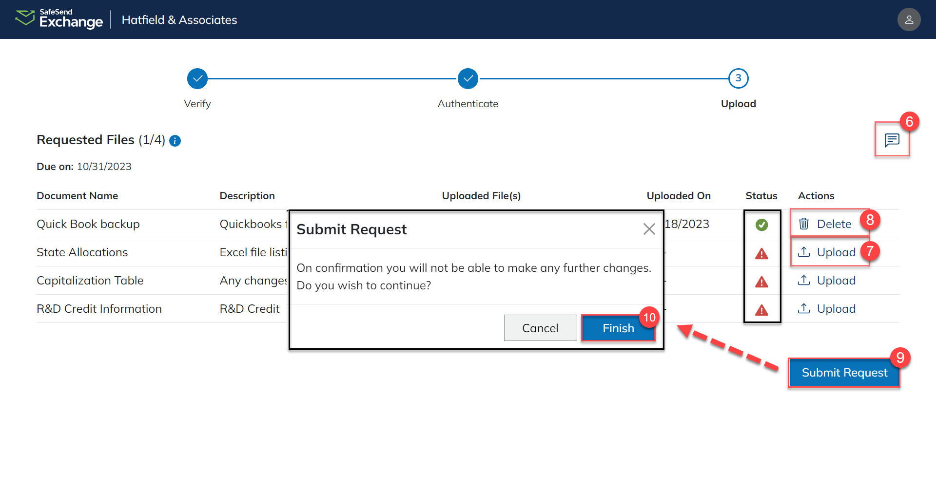 Client Experience: Document Request List – SafeSend