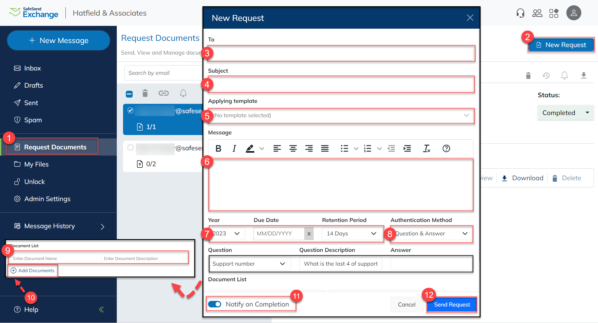 Document Request List (DRL) – SafeSend