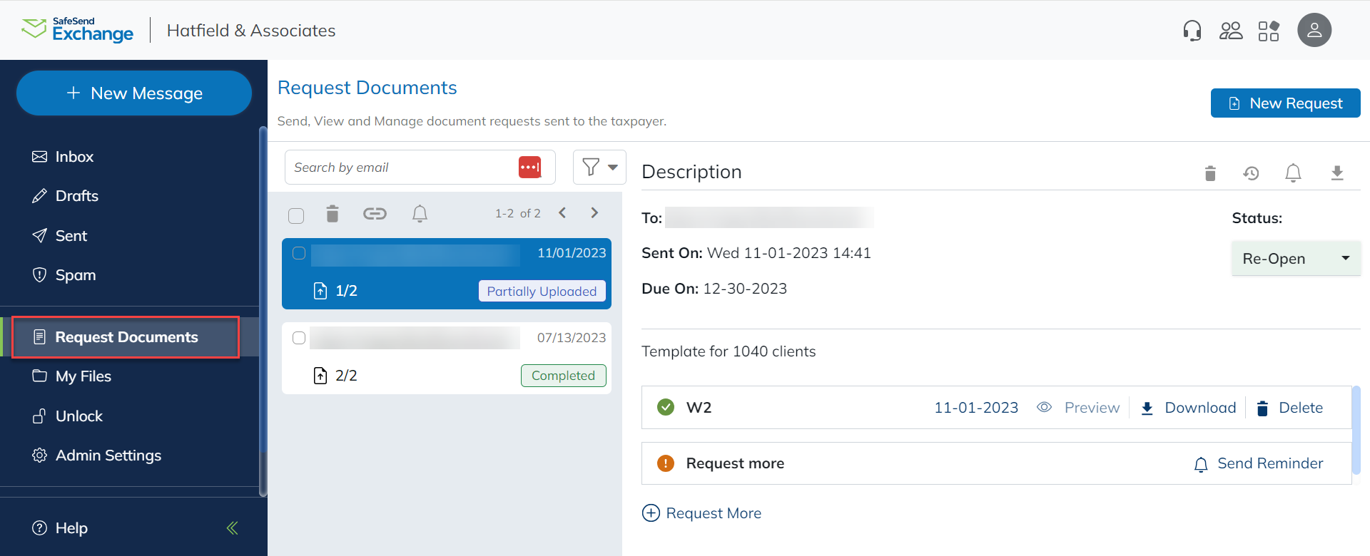 Document Request List (DRL) – SafeSend