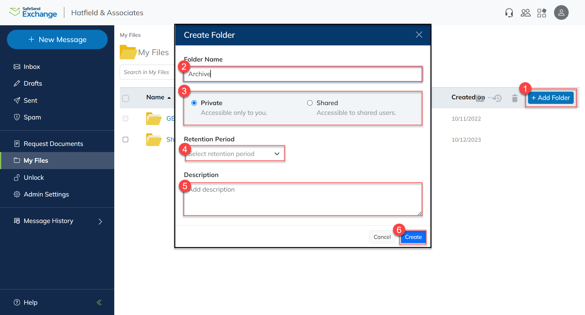 My Files: Archive Folders – SafeSend