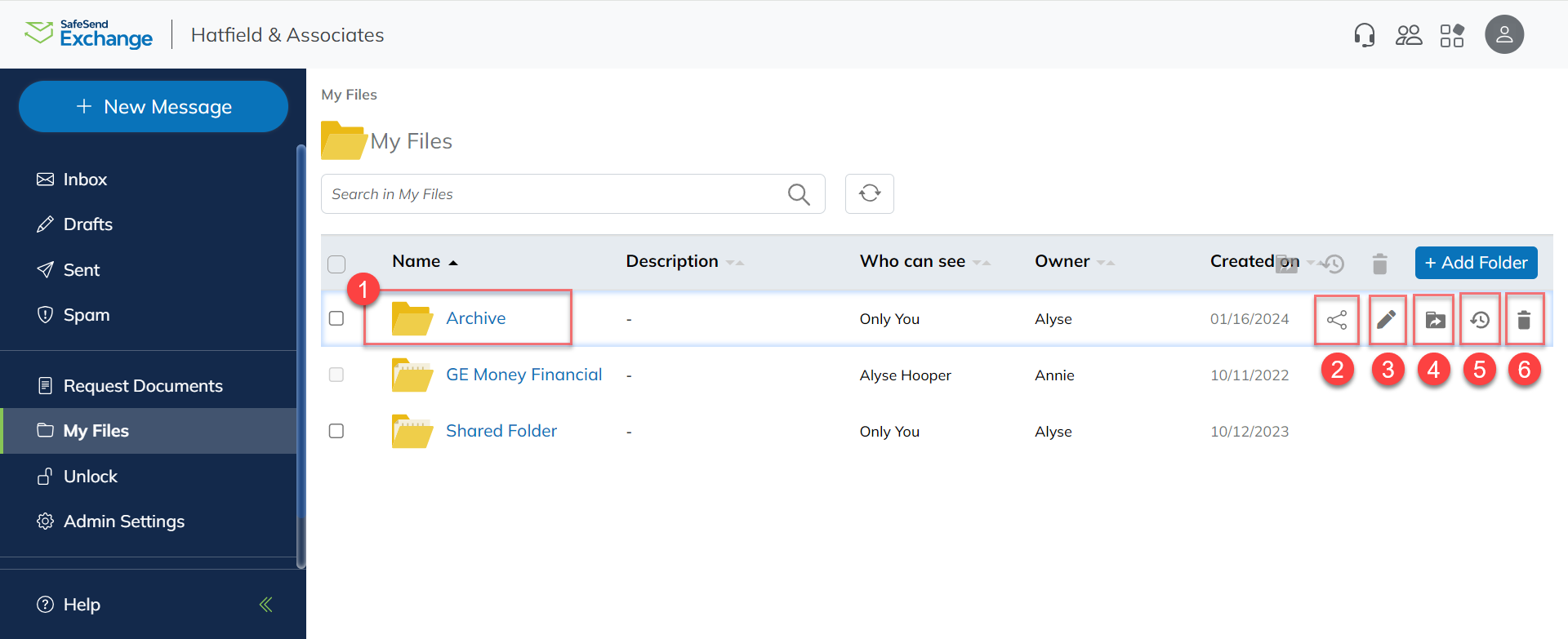 My Files: Archive Folders – SafeSend