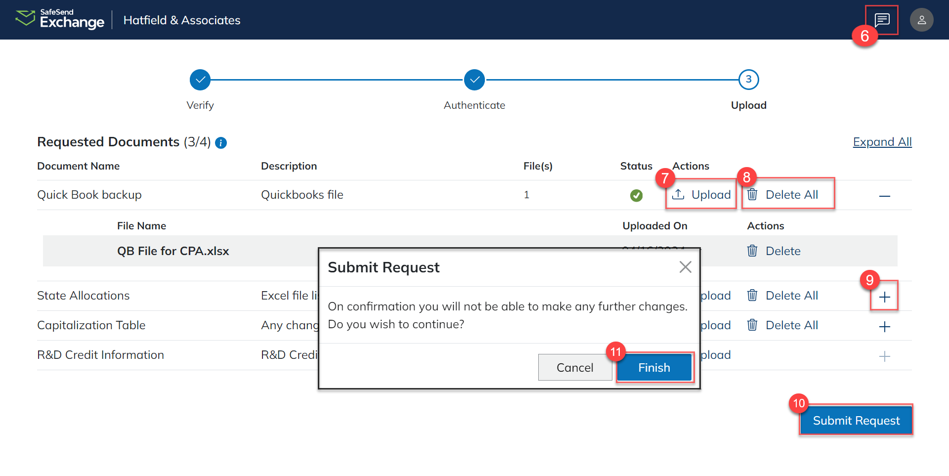 Client Experience: Document Request List – SafeSend