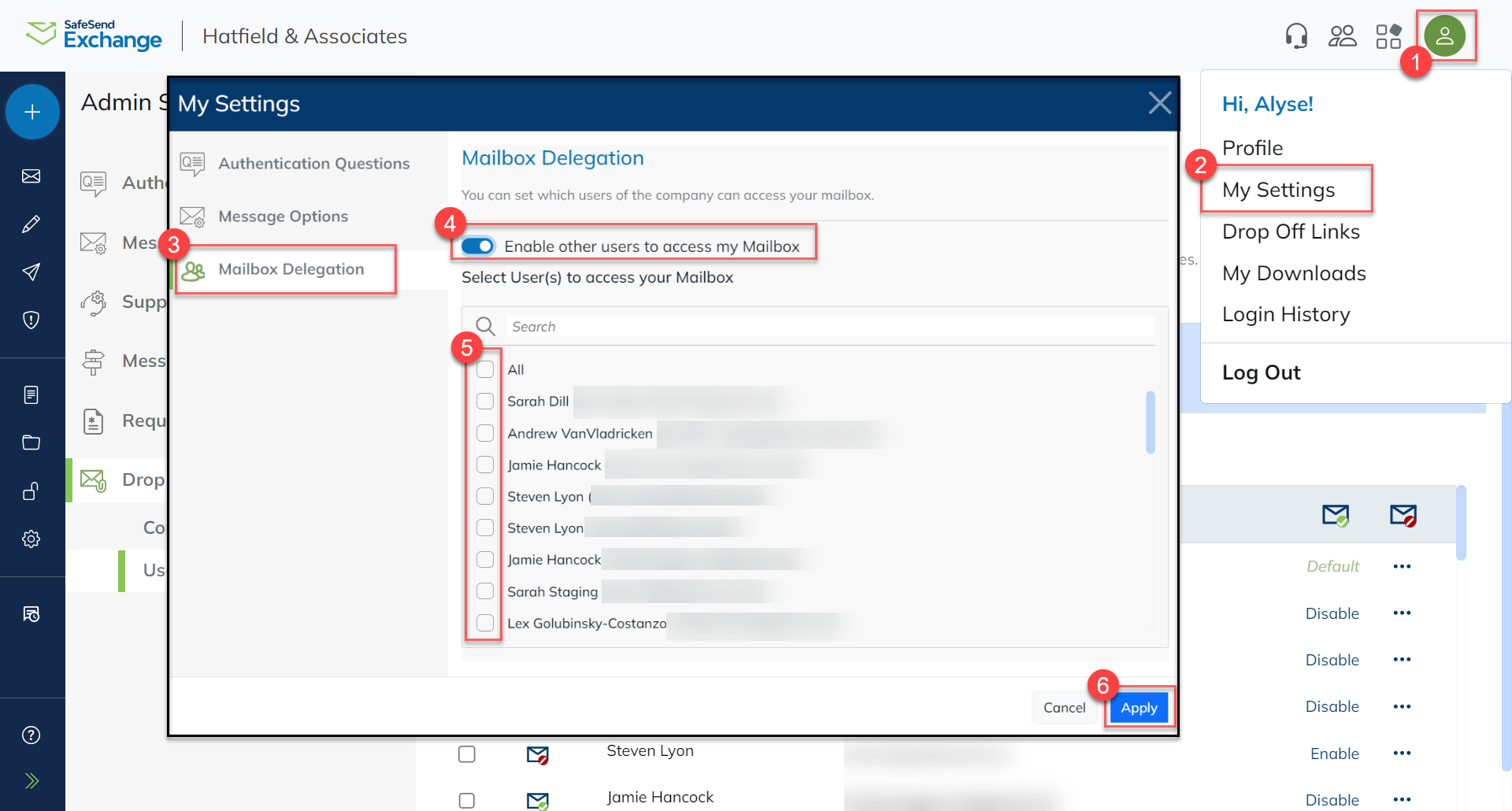 View Other Inboxes – SafeSend
