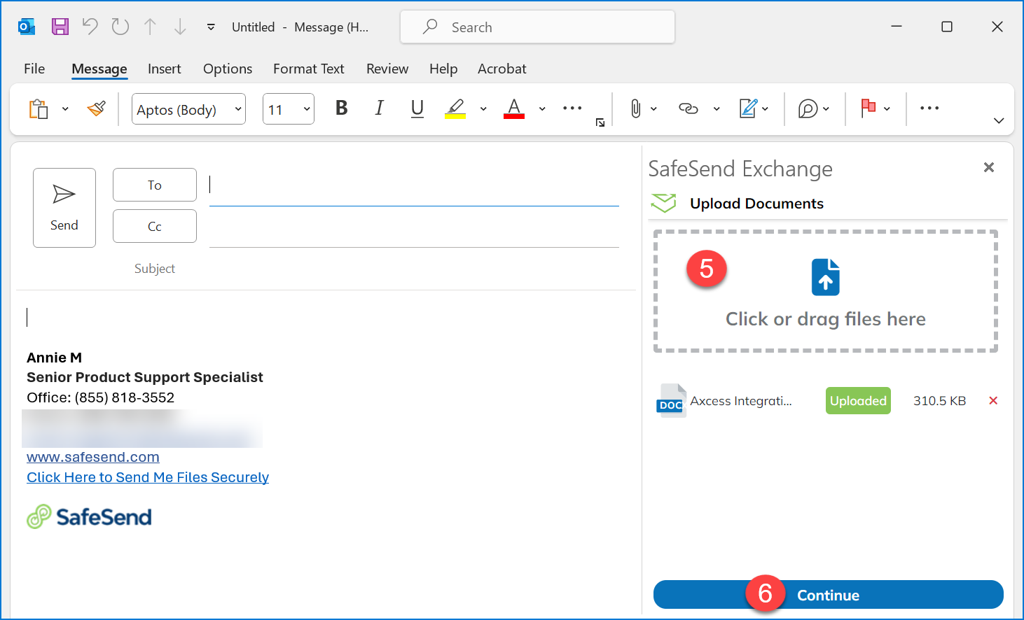 Composing a New Secure Message From the Outlook® Plug-In – SafeSend