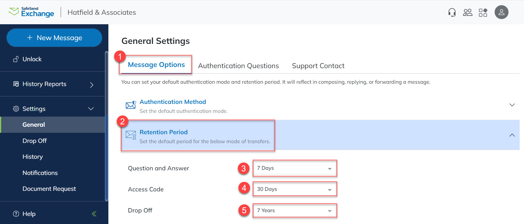 Exchange Settings Overview – SafeSend