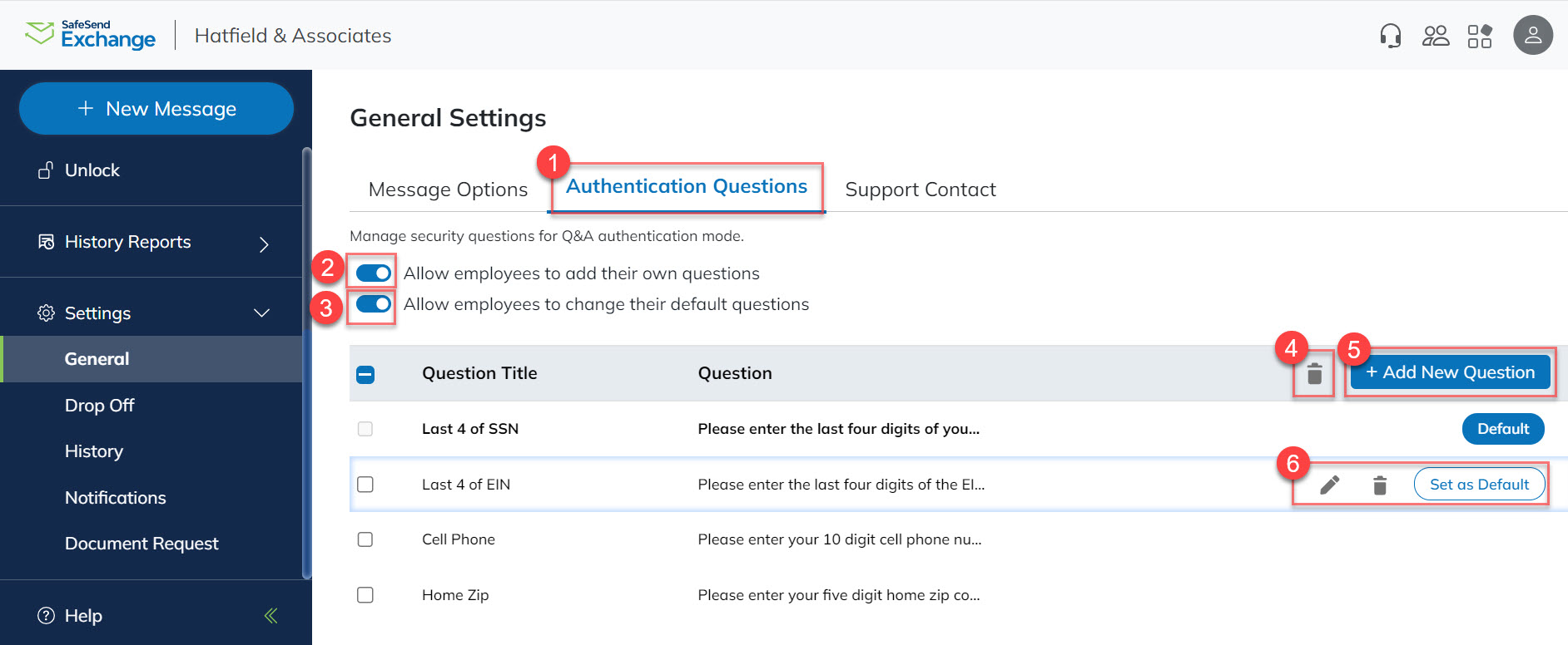 Exchange Settings Overview – SafeSend