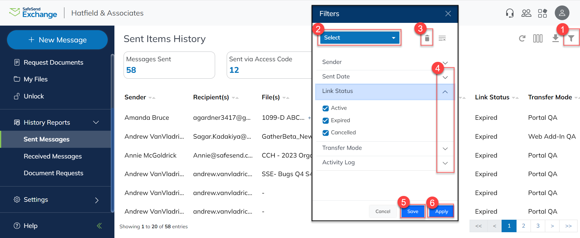 Message History Reports – SafeSend