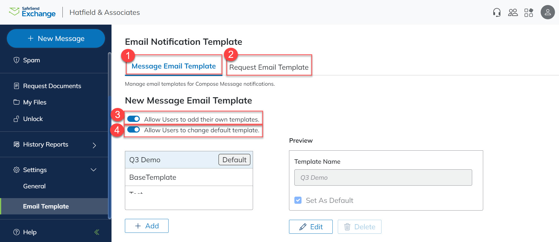 Exchange Settings Overview – SafeSend